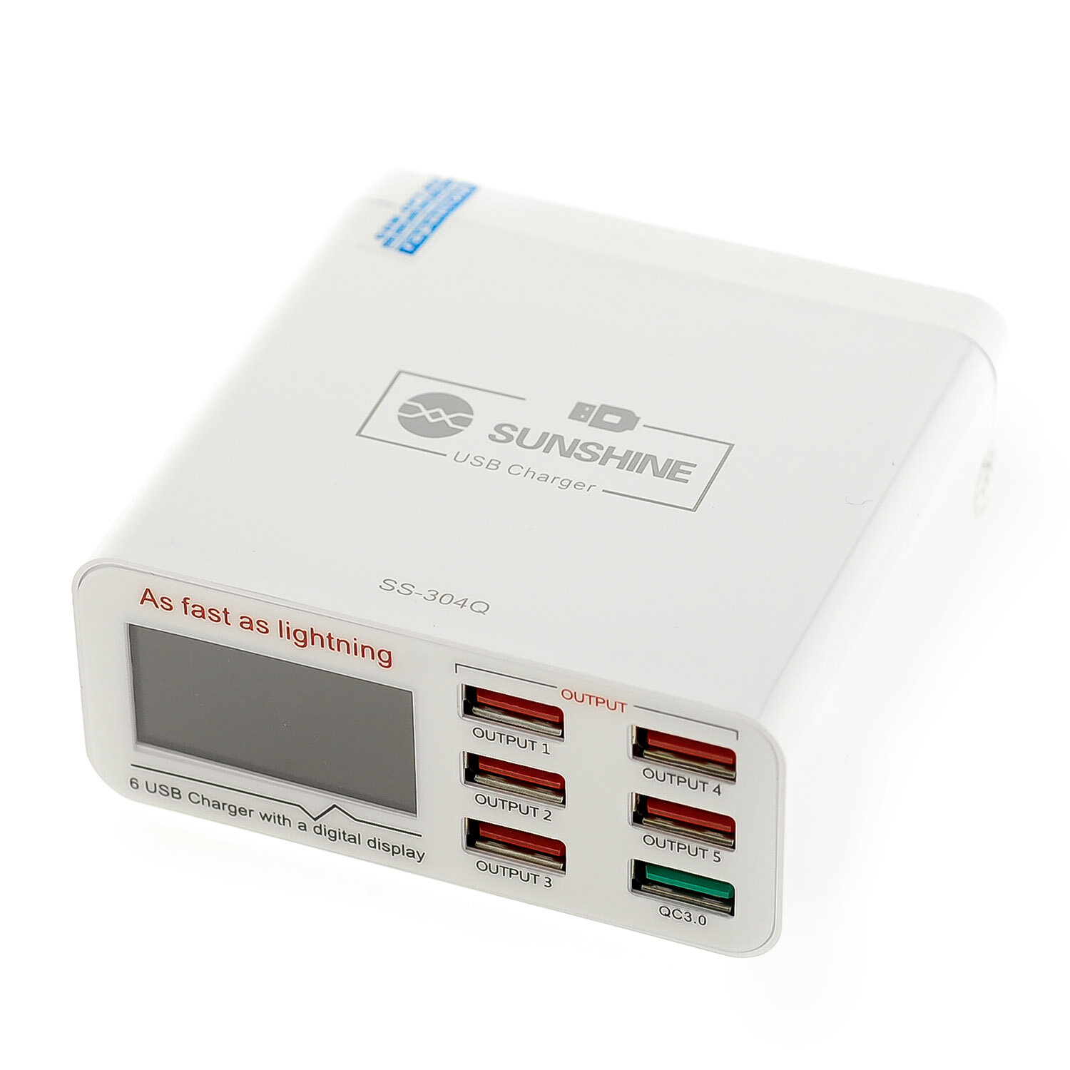 Зарядная станция Sunshine SS-304Q, 6USB + QC с дисплеем