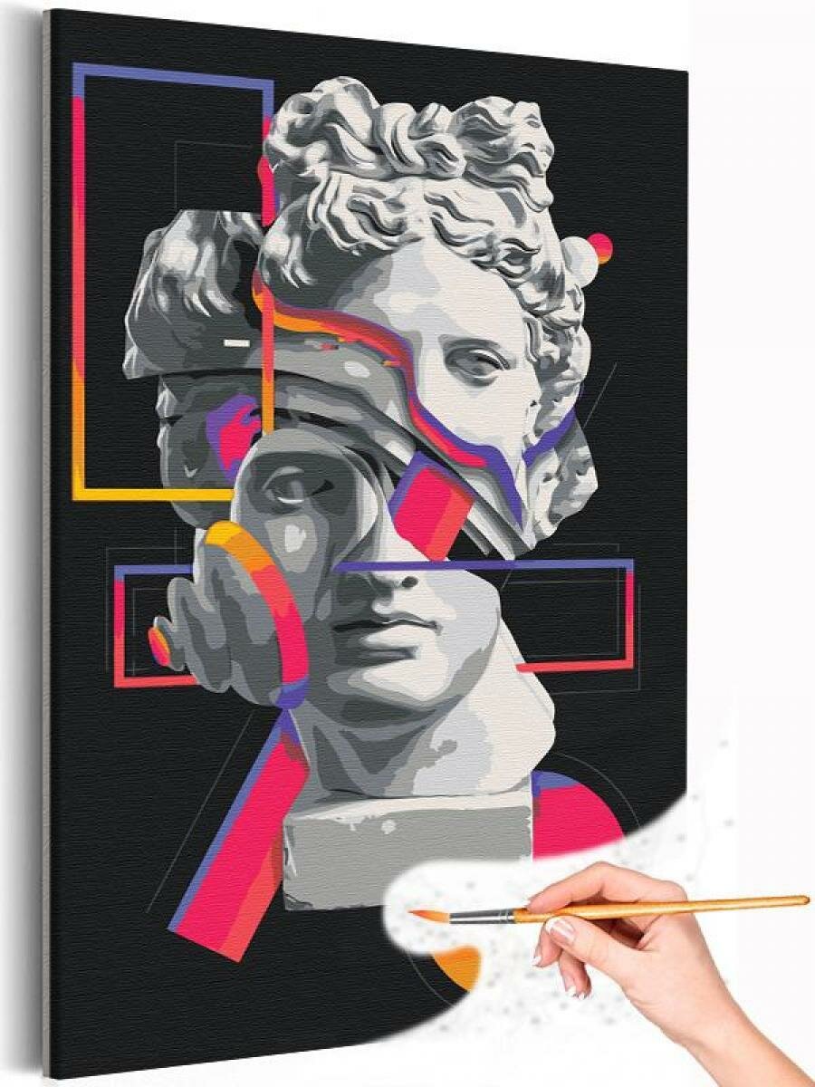 Аполлон поп арт Скульптура Граффити Мифология Абстракция Давид Раскраска картина по номерам на холсте с неоновыми красками 40х60