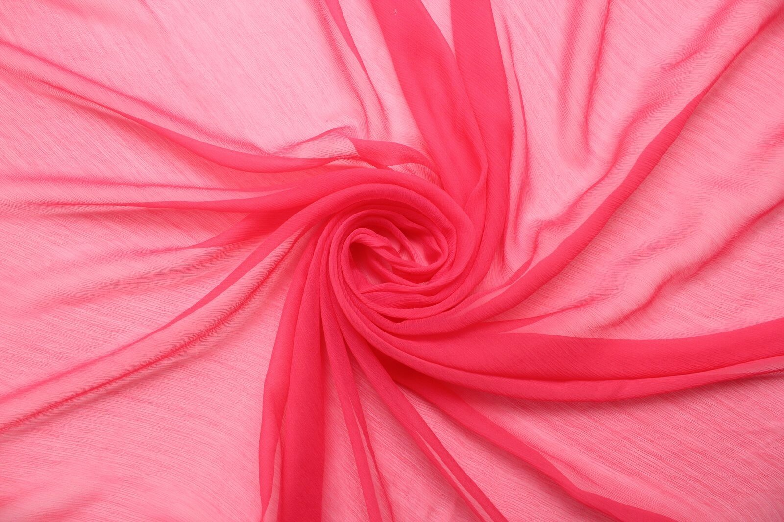 Ткань Шёлк шифон креш розово-алый, ш126см, 0,5 м