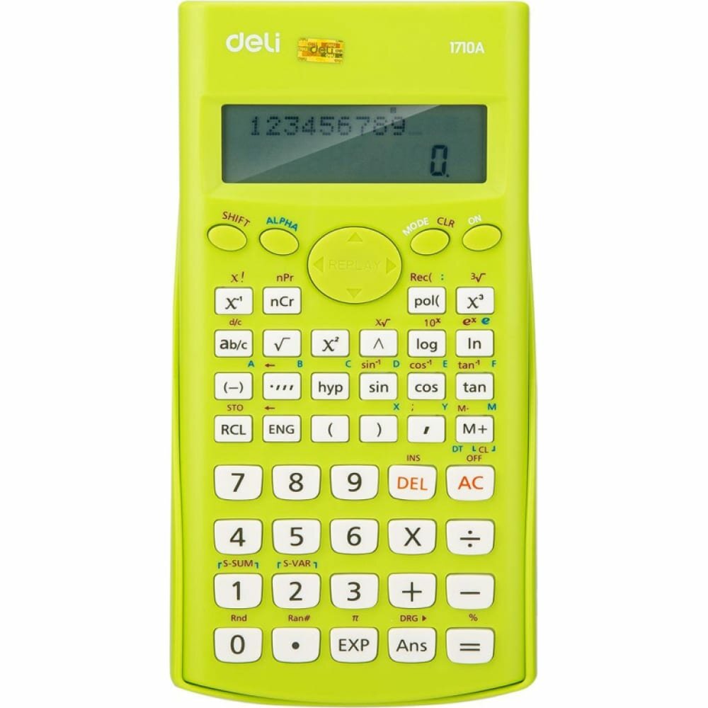 Научный калькулятор DELI e1710a/grn, ЕГЭ, 12 разрядный, lcd дисплей, питание от батарейки, зеленый 1407145