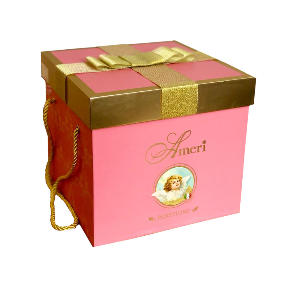 Кулич "Ameri" с изюмом и цукатами в розовой шляпной коробке 900 г