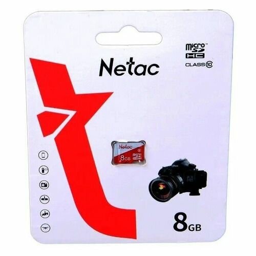 Карта памяти microSDHC UHS-I U1 NETAC P500 Eco 8 ГБ, 90 МБ/с, Class 10, NT02P500ECO-008G-S, 1 шт, без адаптера