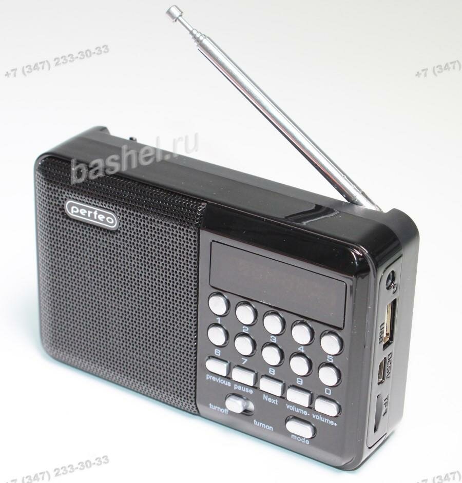 Радиоприемник PERFEO PALM (питание USB или аккумулятор) USB, SD, microSD, чёрный