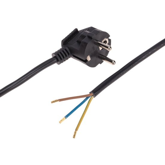 Сетевой шнур Rexant с вилкой, ПВС 3х1.0 кв. мм, 1.5 м, медь, черный