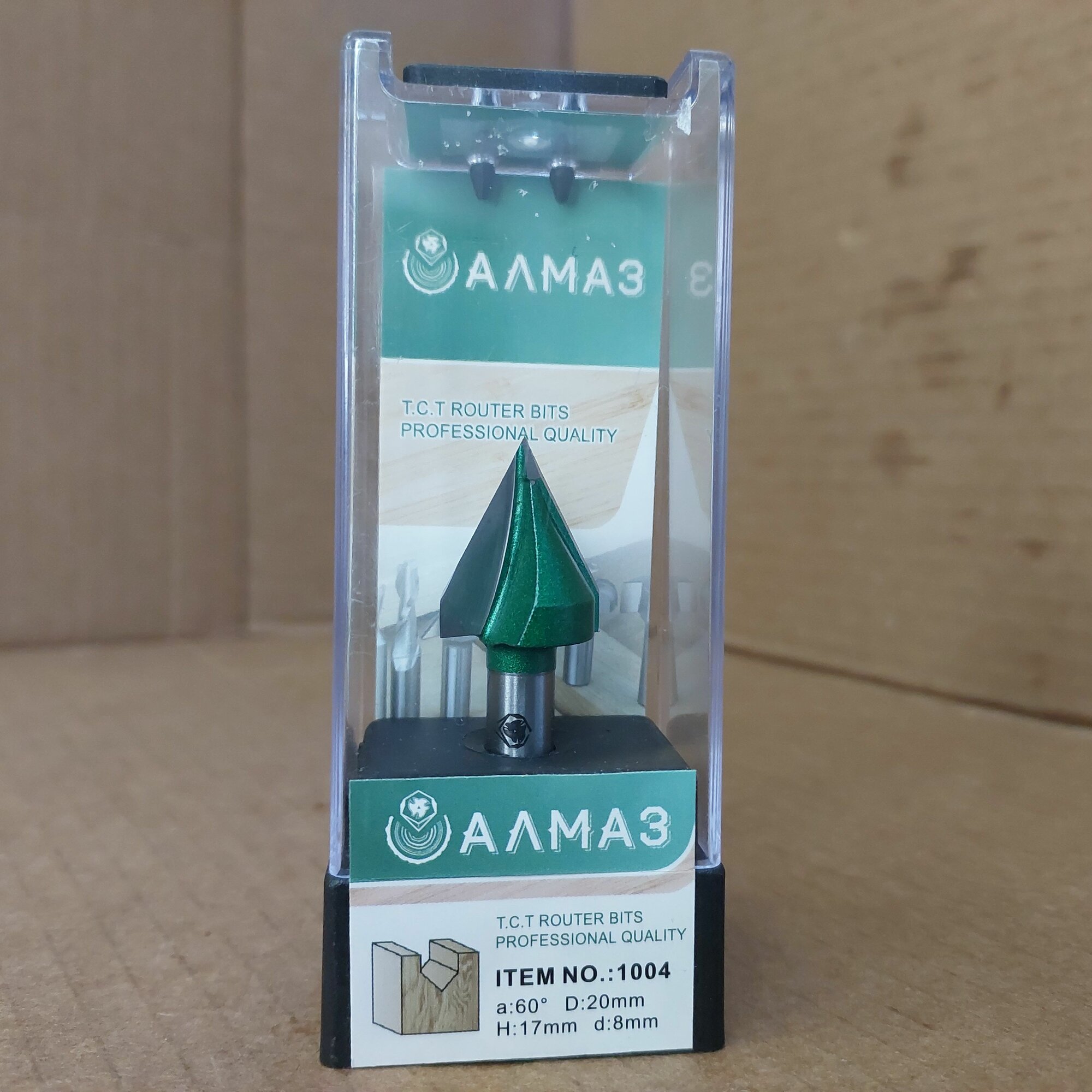 Фреза V образная 60 градусов Алмаз 1004 Пазовая V обр D:20mm I:17mm d:8mm