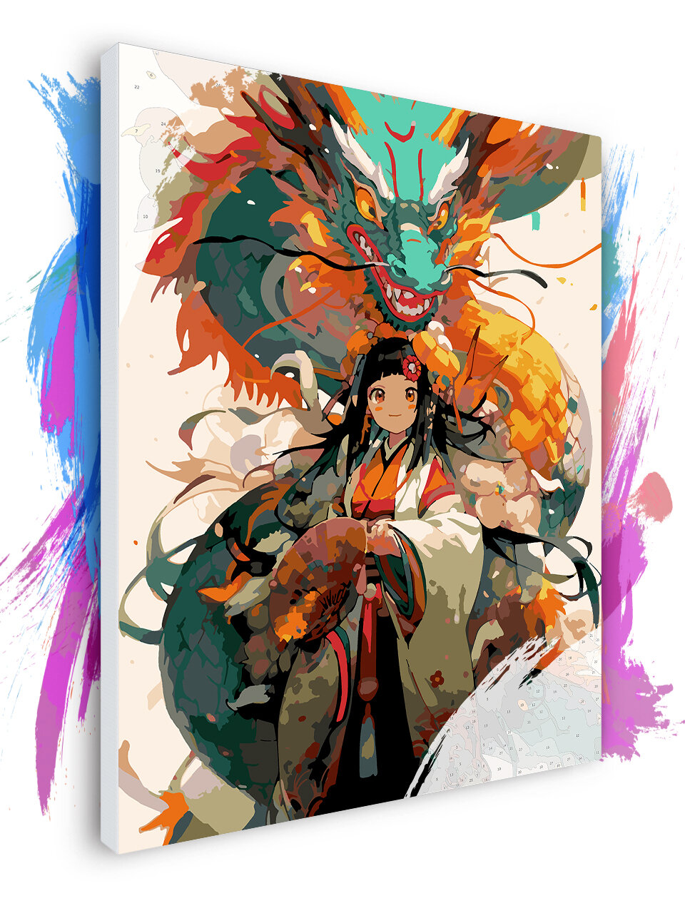 Картина по номерам на холсте Девушка с драконом, 90 х 120 см