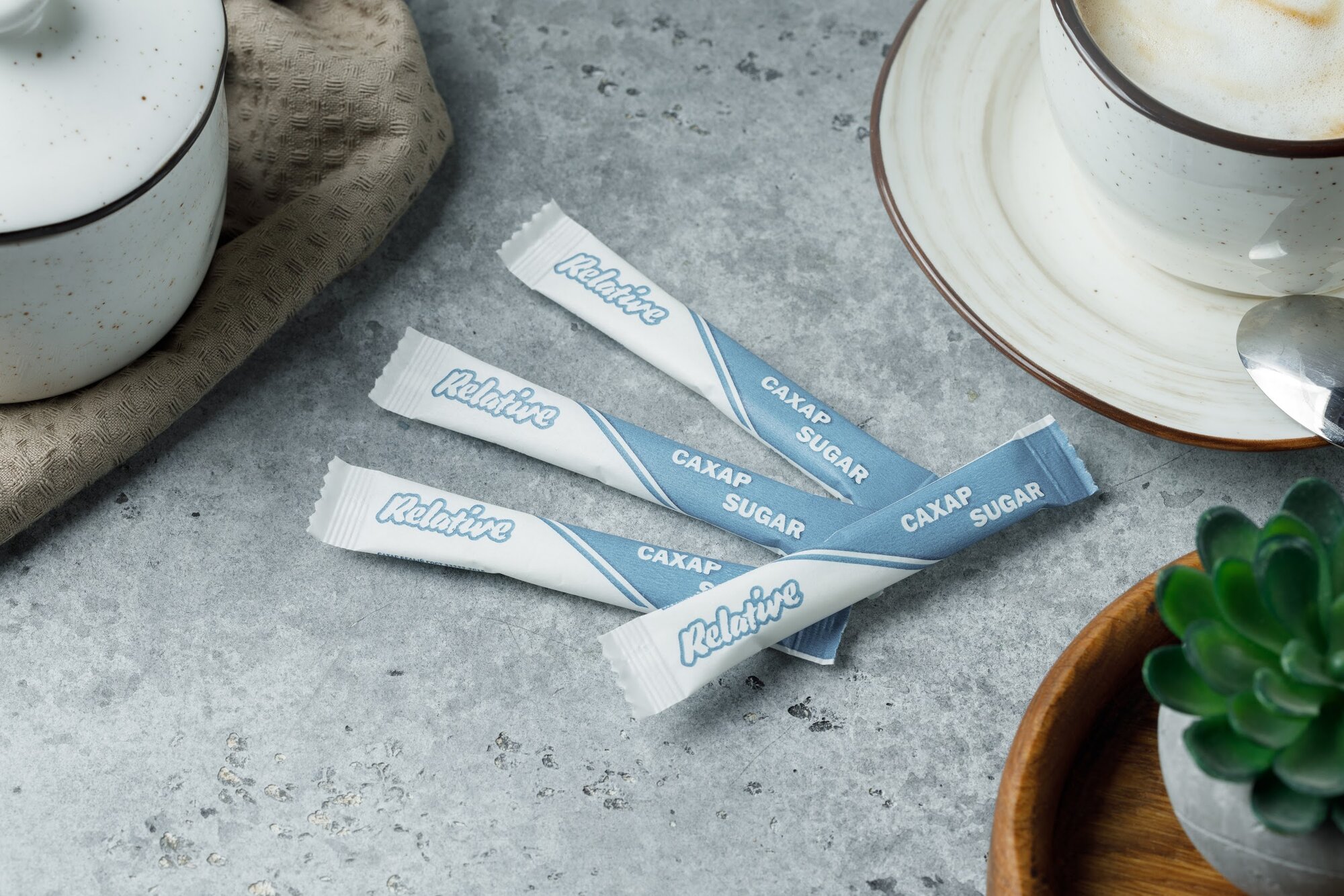 Сахар порционный стик 5г Relative голубой 150 шт.