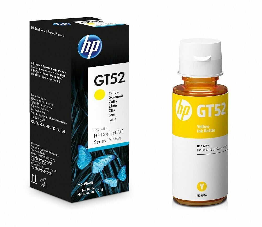 Чернила HP GT52 Yellow (M0H56AE), официальная комплектация и гарантия