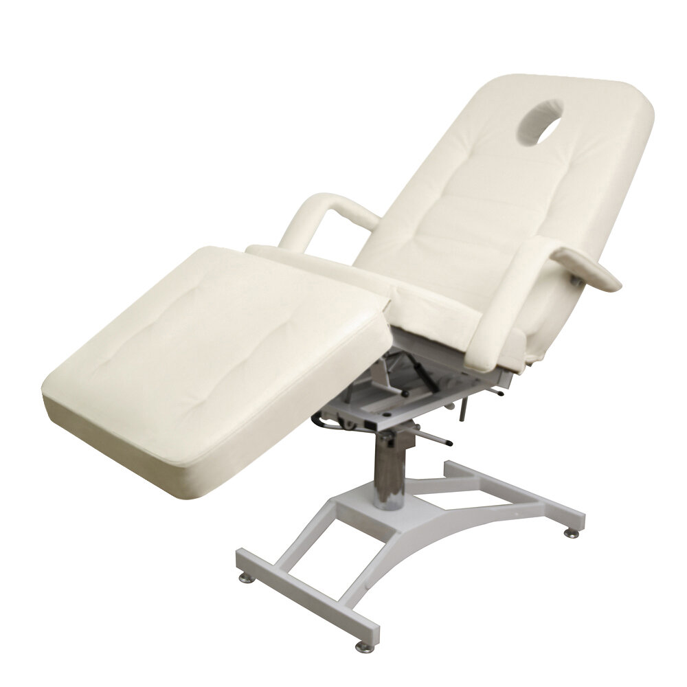 Кушетка косметологическая Гармония-1 макси с вырезом для лица, обивка бежевая Люкс-2/кушетка для косметолога, для тату