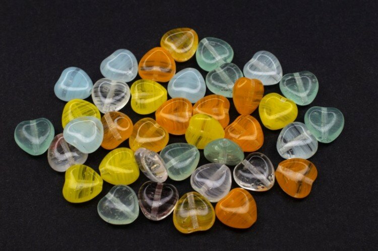 Бусины микс №042 Preciosa, ассорти цветов, стеклянные, 25г (около 65шт)