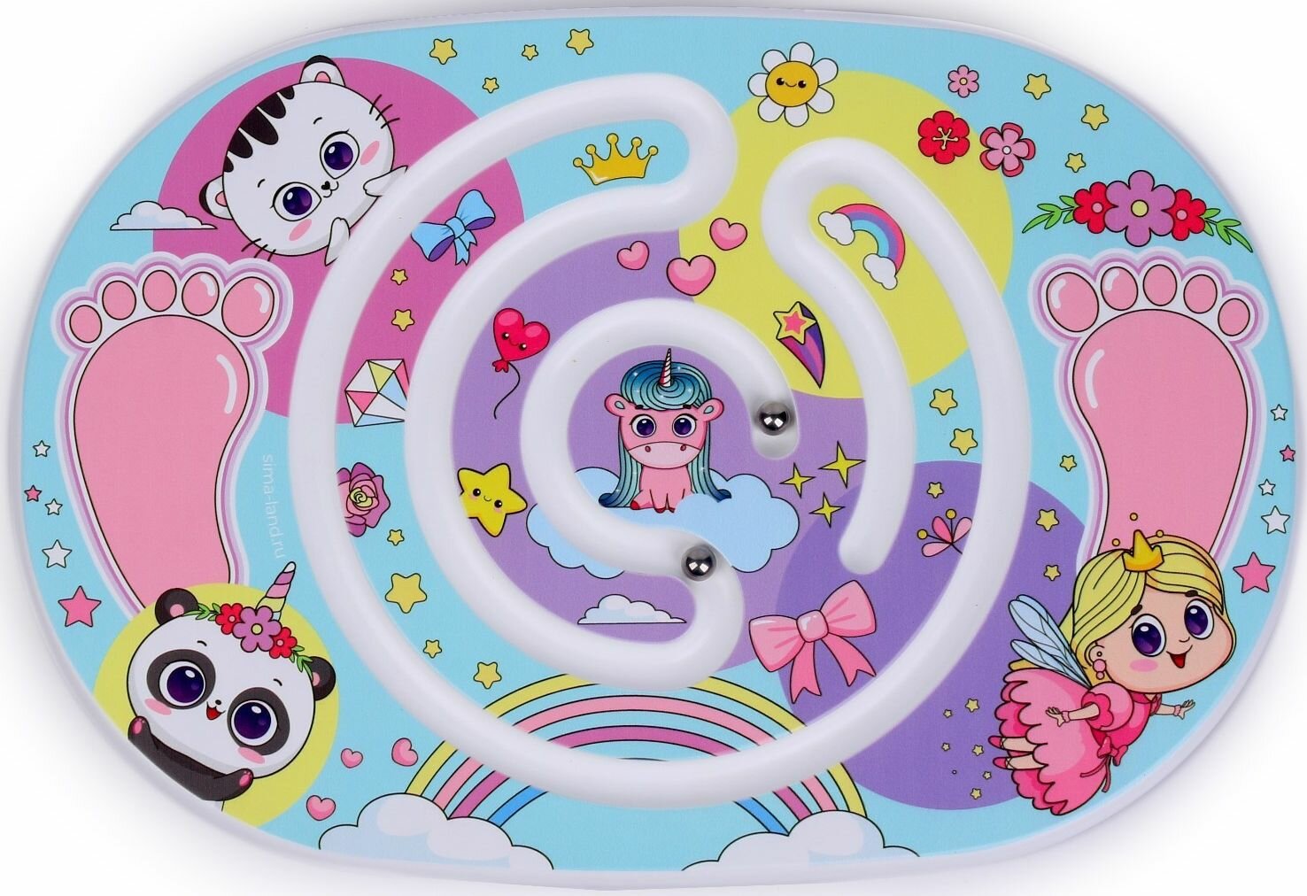 Деревянный детский балансир "Для девчонок" с лабиринтом, балансборд, нейротренажер для ног, балансирующая доска для детей