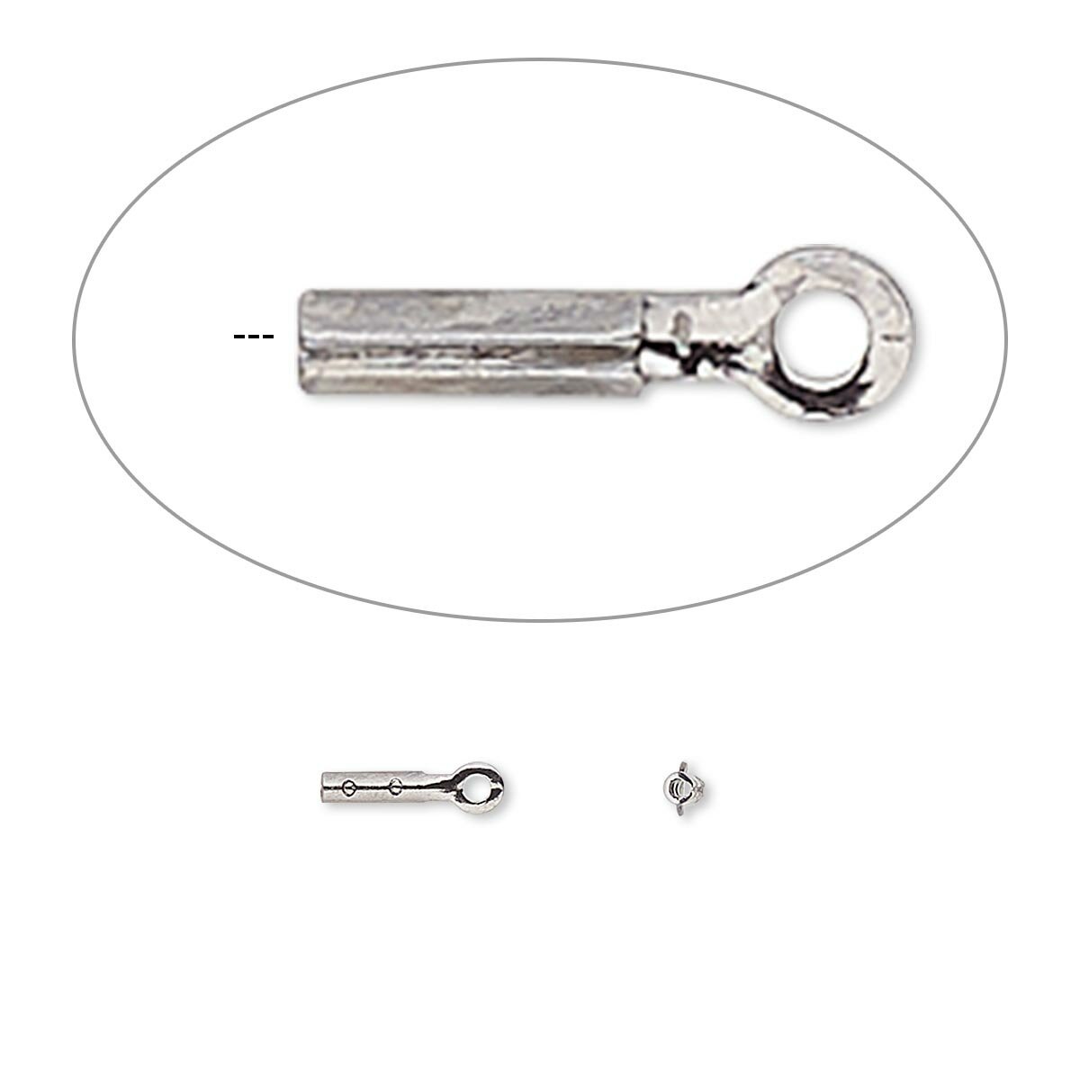 Концевики, 7.5х1мм (внутренний размер 0.6мм), обжимные, базовый материал - латунь, вороненая сталь, пара