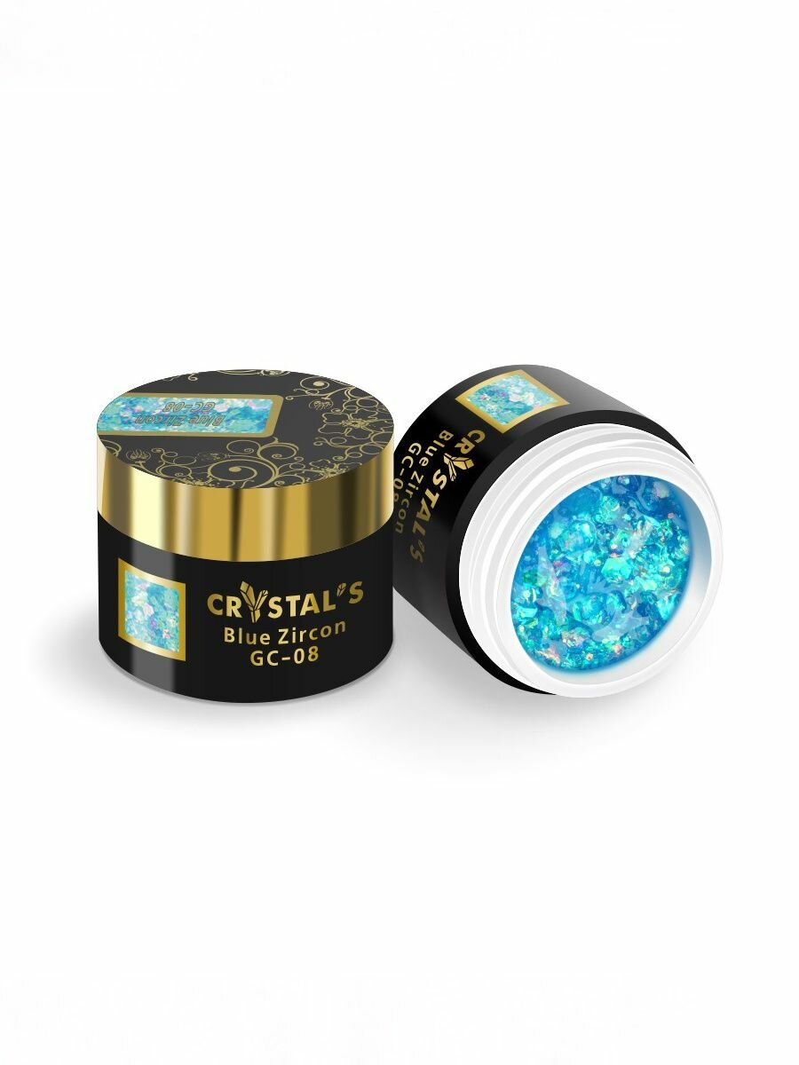 Nail Club Гель-краска для ногтей с блестками GC-08 Blue Zircon 5 мл