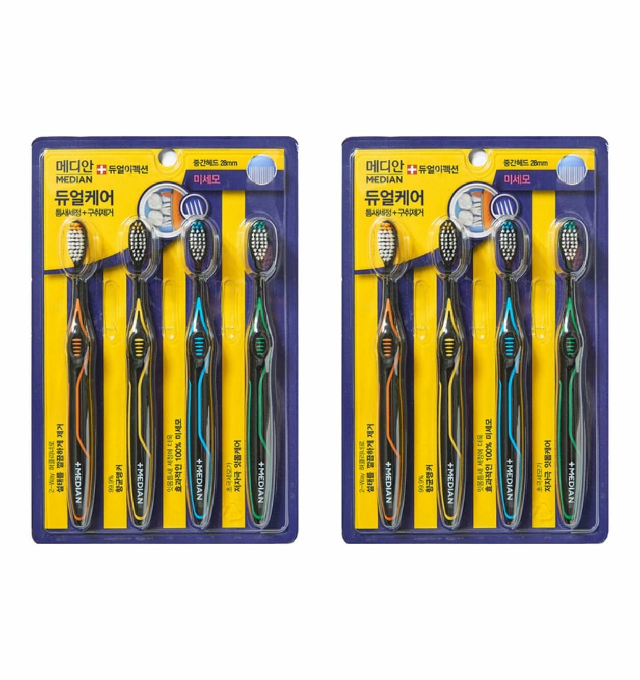 Median Dual Effection Toothbrush Набор Зубных щеток, 4 шт, 2 упаковки.
