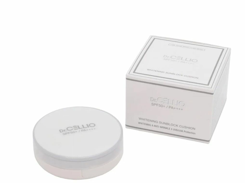 DR.CELLIO Крем-кушон для лица солнцезащитный, осветляющий, WHITENING SUN BLOCK CUSHION 13 LIGHT BEIGE