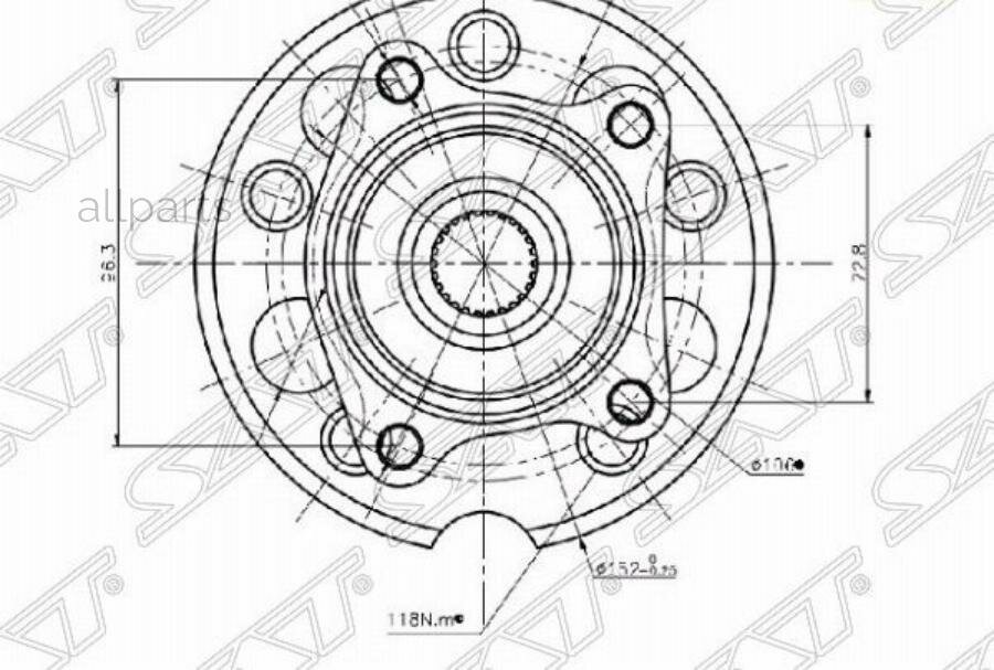 SAT ST-42410-42020 Ступичный узел задн. TOYOTA RAV4 ACA2# 00- 4WD