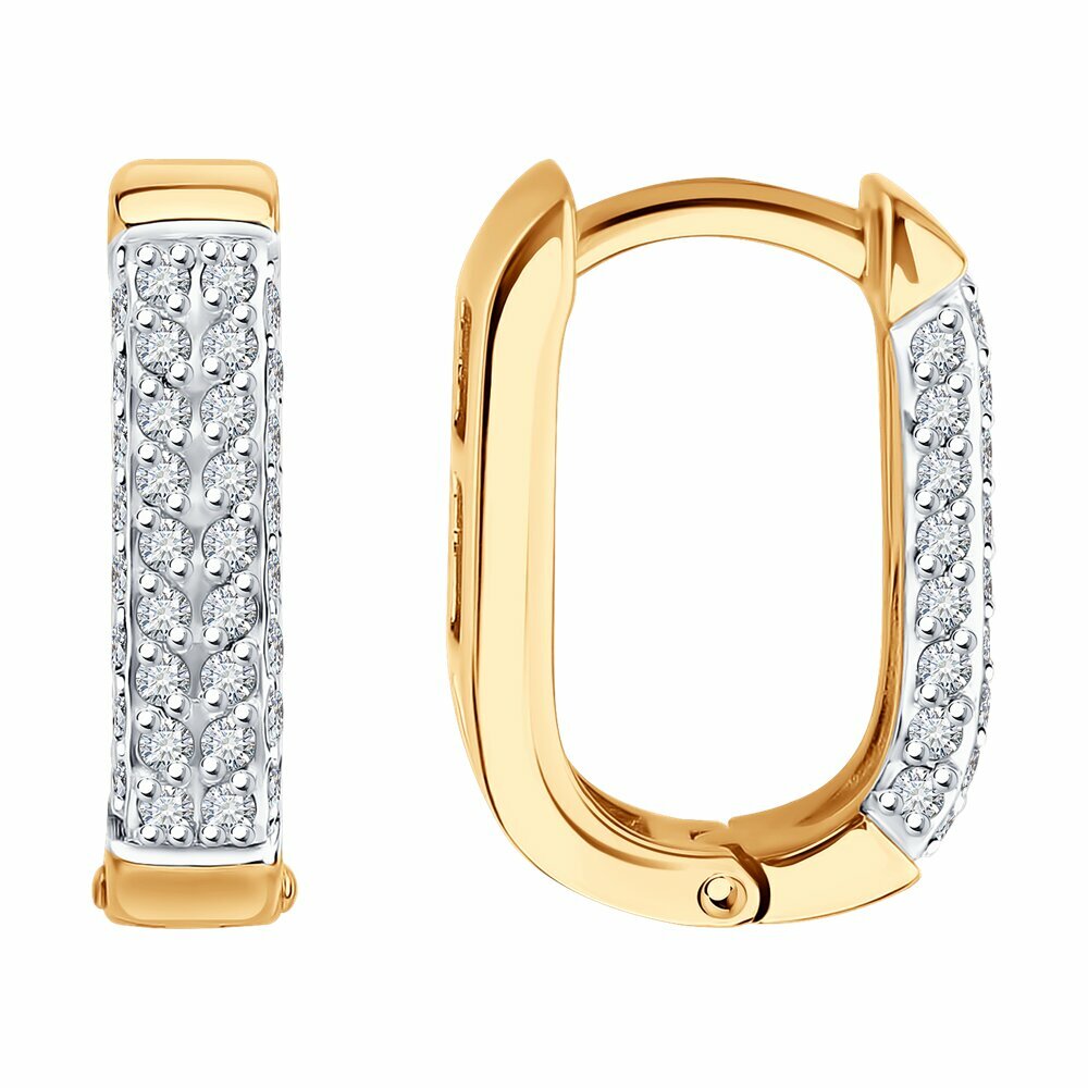 Серьги, красное золото, 585 проба, бриллиант