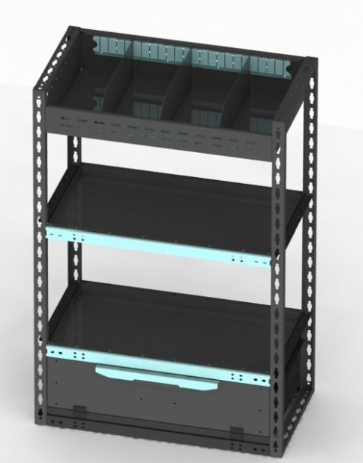 Стеллаж - шкаф металлический с ящиками, полками и отсеками для хранения (Модуль) MH-79.0965.19-01