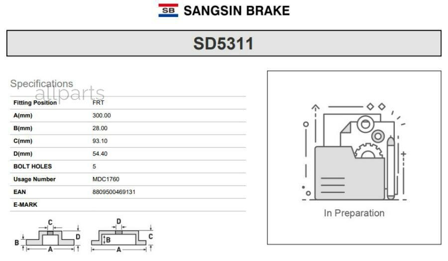 SANGSIN BRAKE SD5311 диск тормозной передний!\ Ford Transit 2.4TDCi 06>