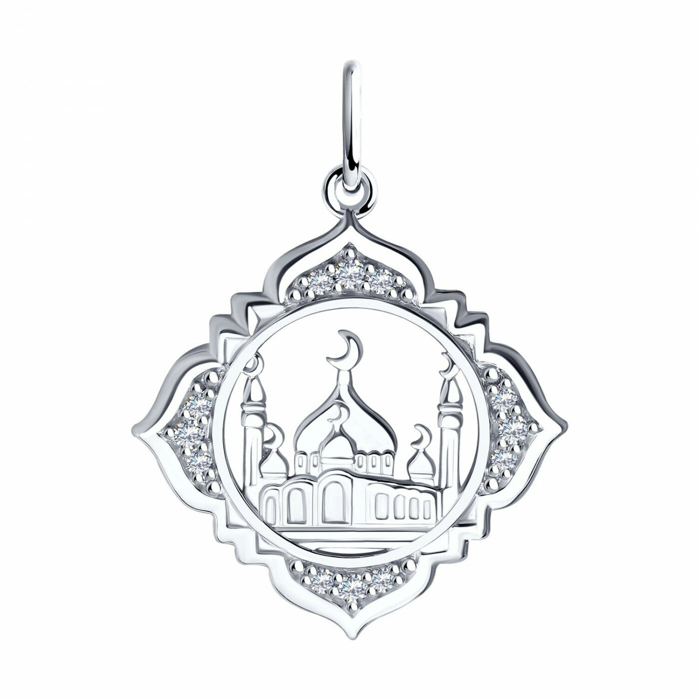 Подвеска, серебро, 925 проба, фианит