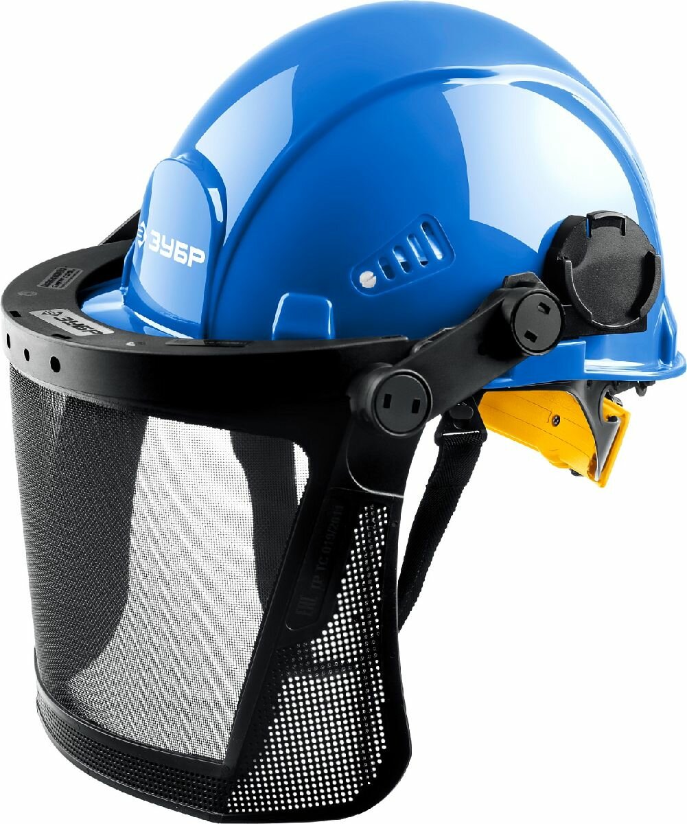 Защитный лицевой щиток ЗУБР заслон-с с экраном из мелкоячеистой сетки 235х390мм для крепления на каску размер ячеек 07мм