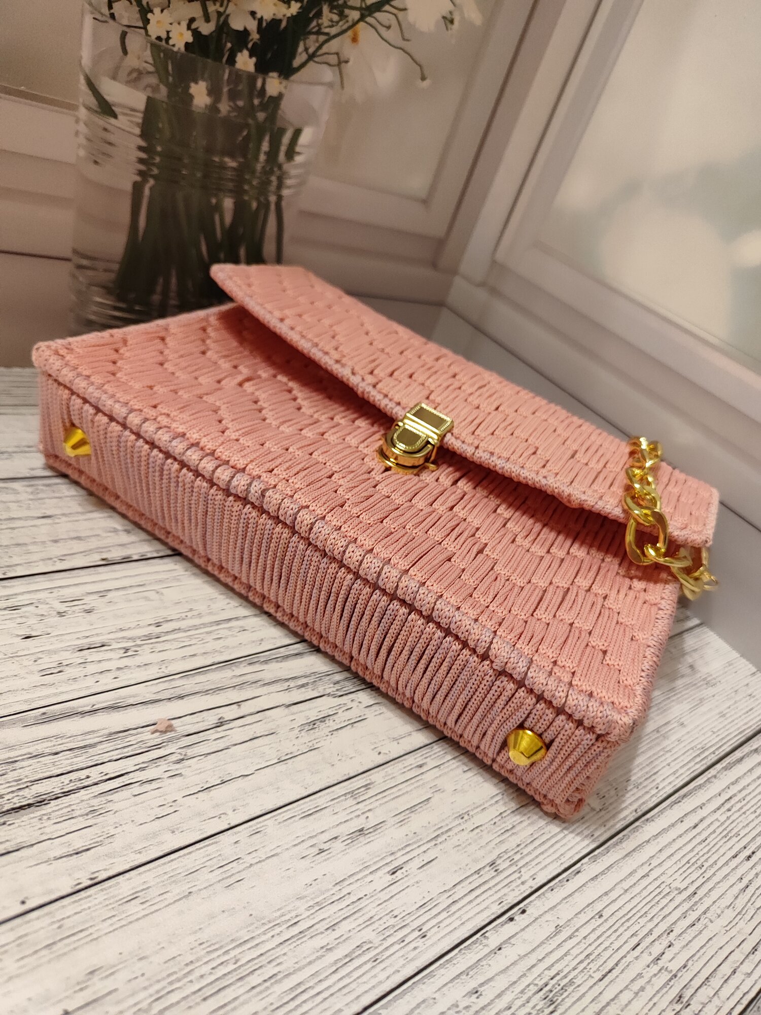 Сумка Аксессуары для Настоящей Леди!, фактура вязаная, рельефная, лазурный — фото 1