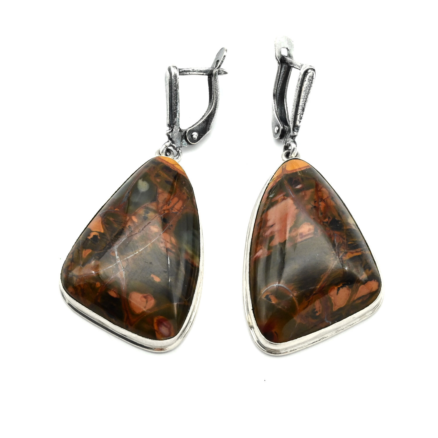 Серьги с подвесками, яшма