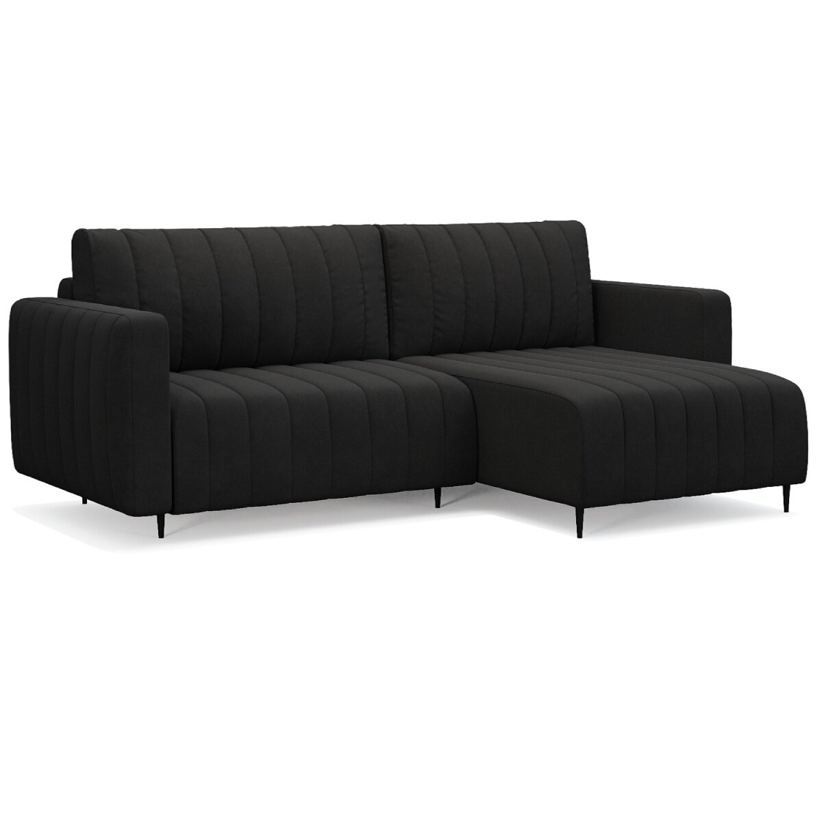 Угловой диван Сток Диванов Токио Black черный, механизм пантограф, на ножках