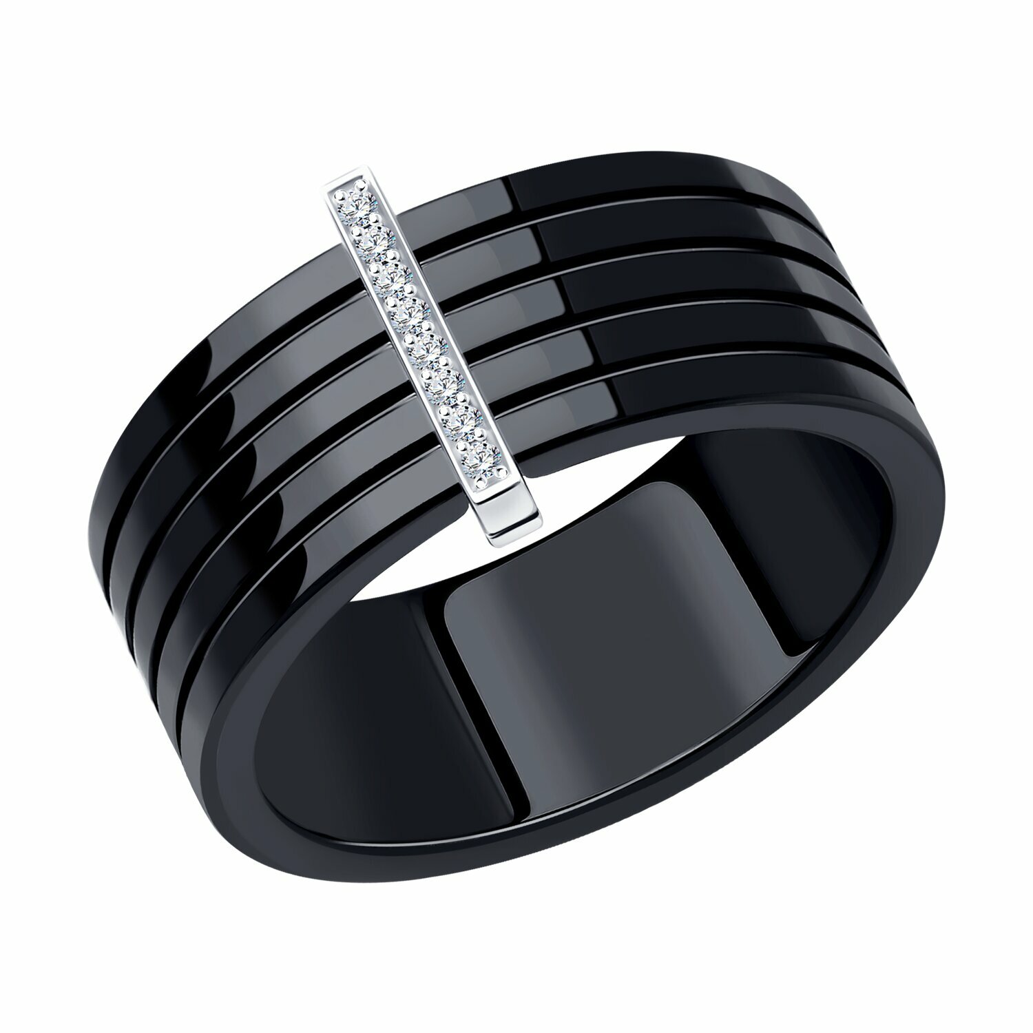 Кольцо, золото, 585 проба, керамика, бриллиант