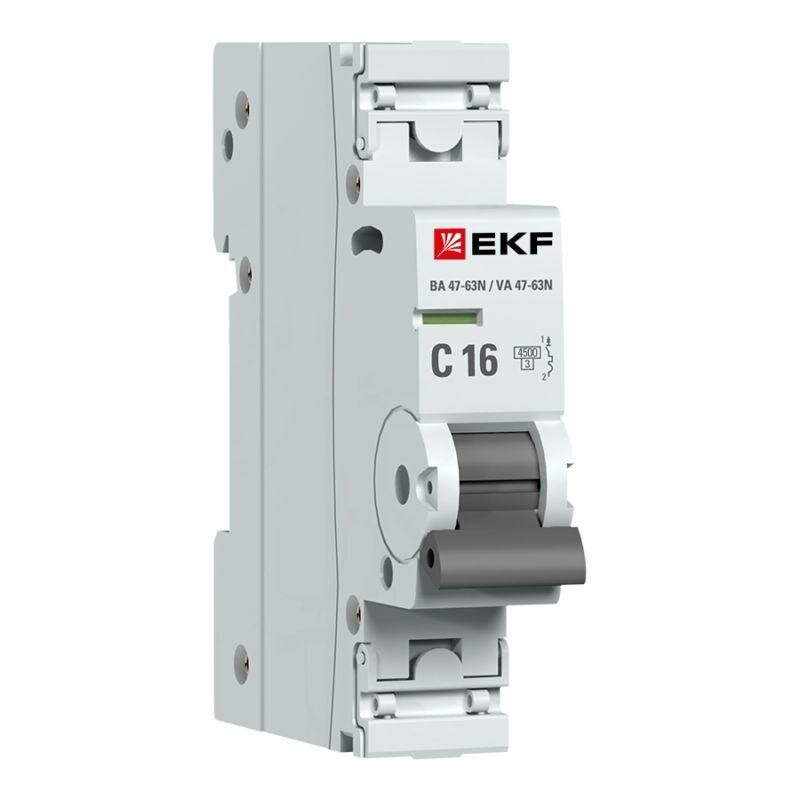 Выключатель автоматический модульный 1п C 16А 4.5кА ВА 47-63N PROxima EKF M634116C-2 шт