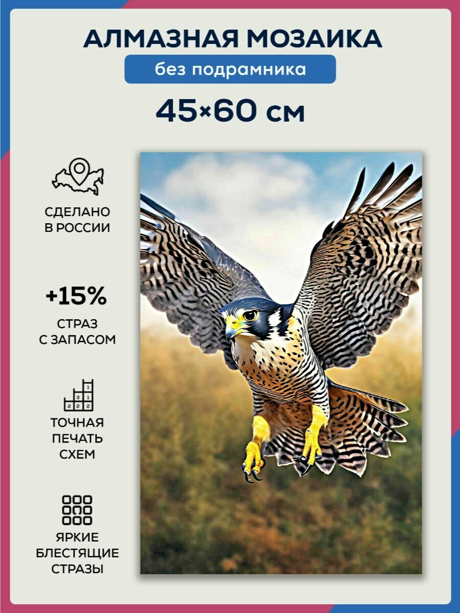 Алмазная мозаика 45x60 Сапсан без подрамника