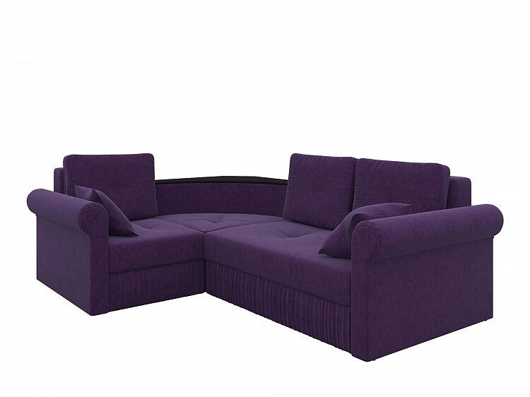 Угловой диван Юнити фиолетовый, еврокнижка, 254х178х80 см, с ящиком для белья