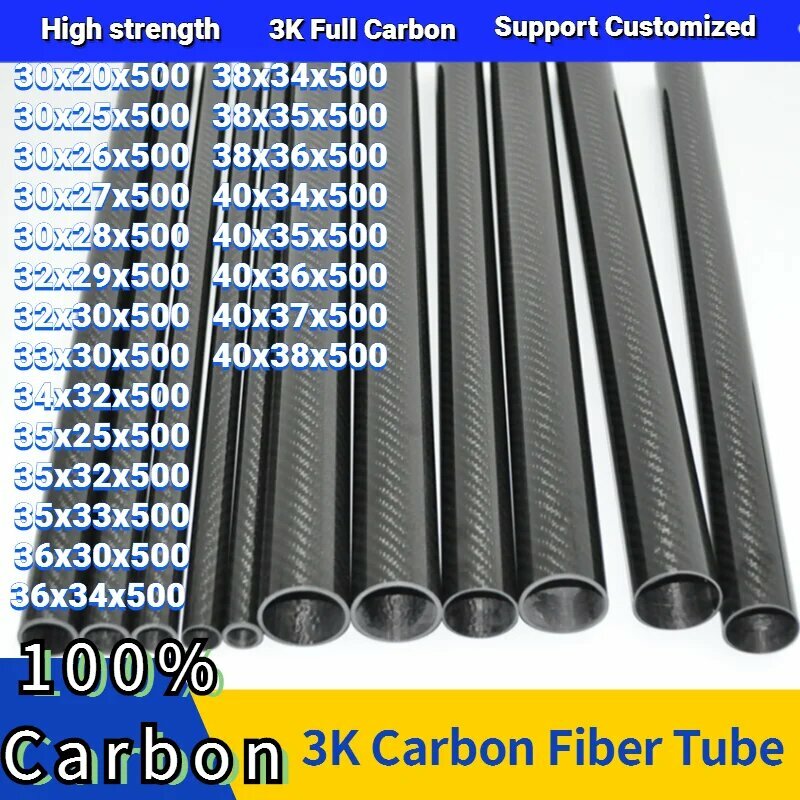 WHABEST 3K трубка из углеродного волокна 500 мм 1pc 30x27 Matt