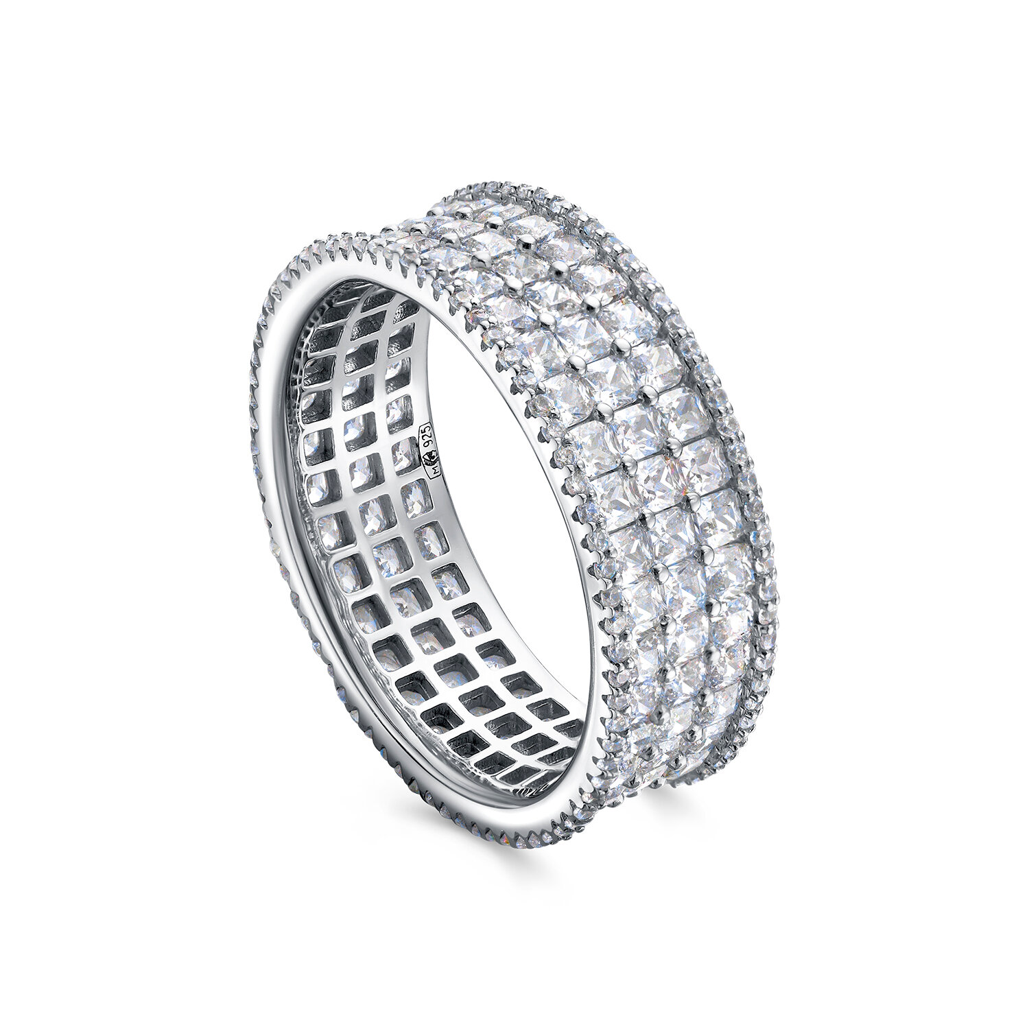 Кольцо тонкое, серебро, 925 проба, фианит