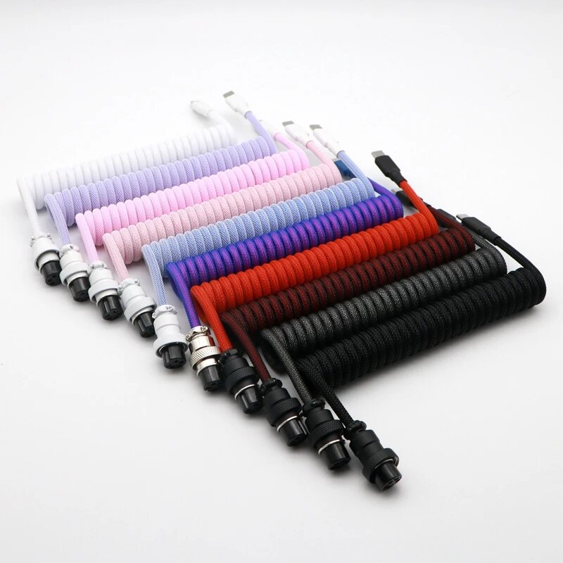 Unyisi спиральный кабель USB-A — Type-C Micro Mini-USB для механической клавиатуры с авиатором GX16 Type-C, Custom Color