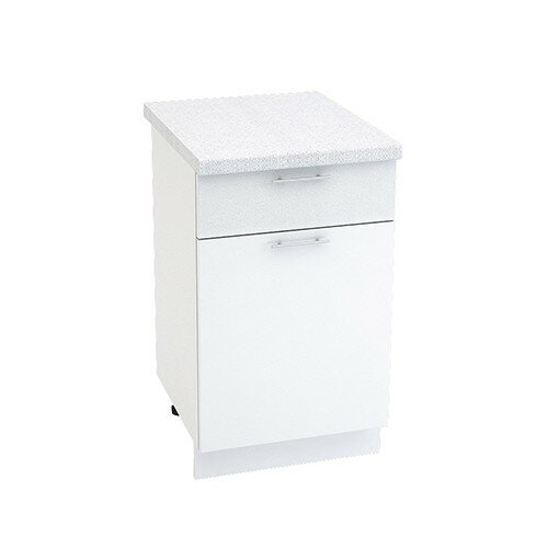 Кухонный шкаф напольный, без столешницы, Кухня Валерия, ШН1Я500, Белый / Белый металл глянец