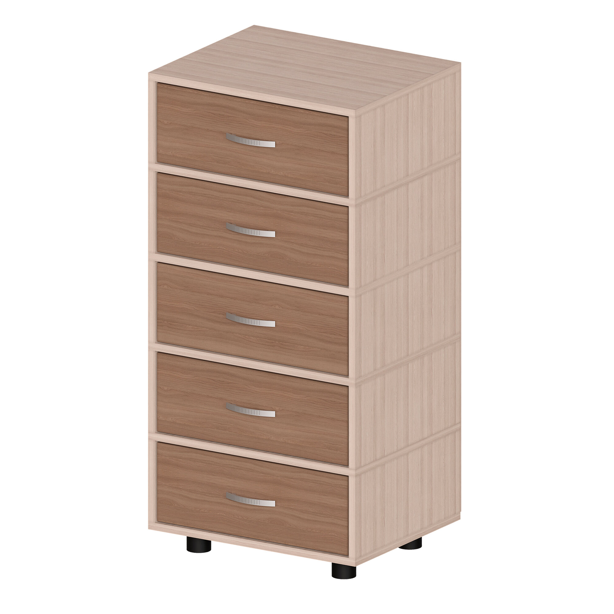 Комод СитиМебель-7 Ширина 40 см, Глубина 30 см, Высота 103 см, цвет: каркас Ясень шимо светлый, фасад Ясень шимо темный