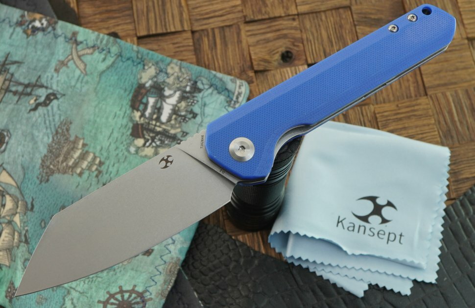 Складной нож Kansept Knives Bulldozer, сталь D2, SW, рукоять синий G-10