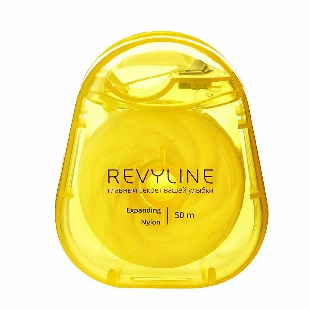 Нить зубная /Revyline/ вощеная Expanding floss 840D, нейлон,50 м желтая