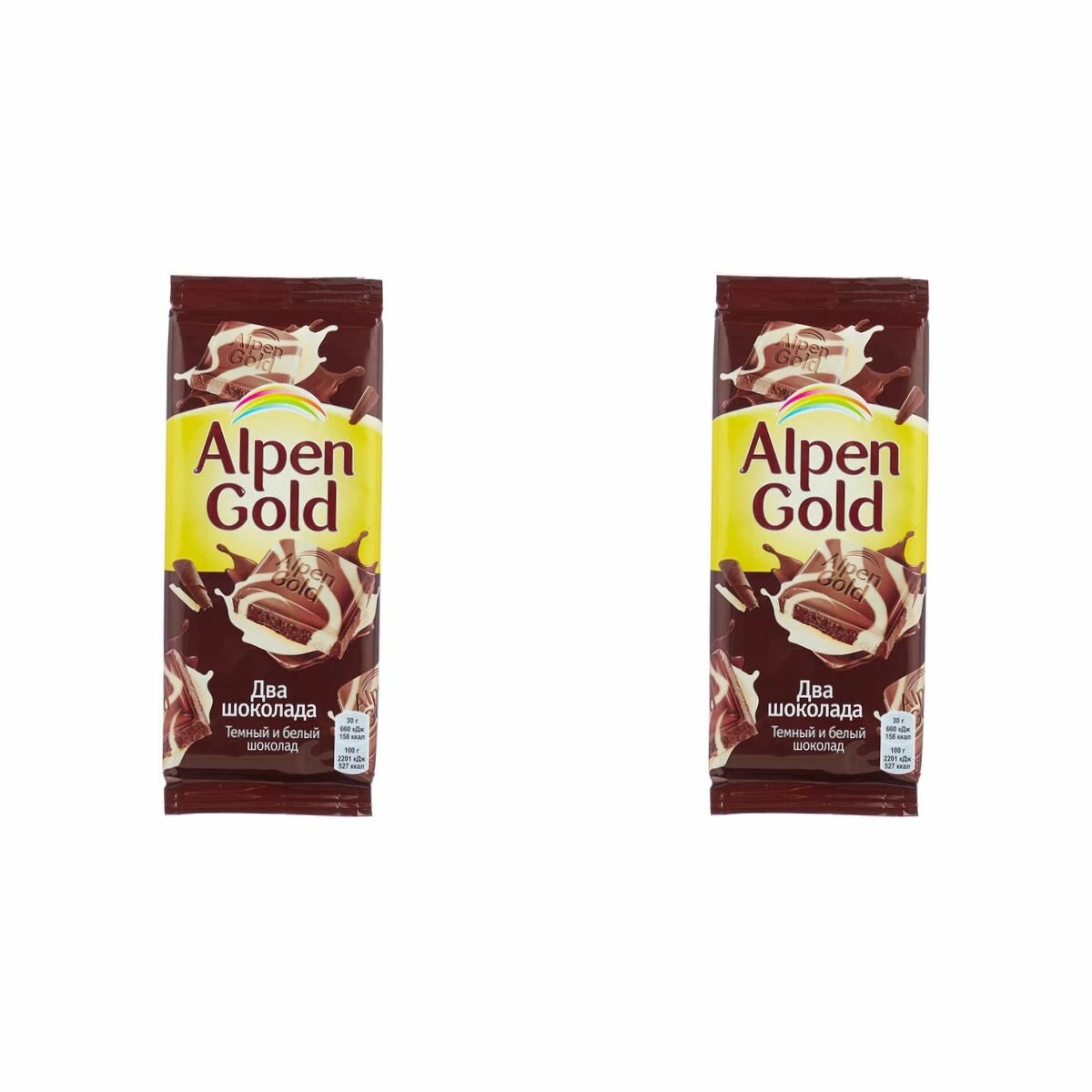 Alpen Gold Шоколад темный и белый Два шоколада, 80 г, 2 шт
