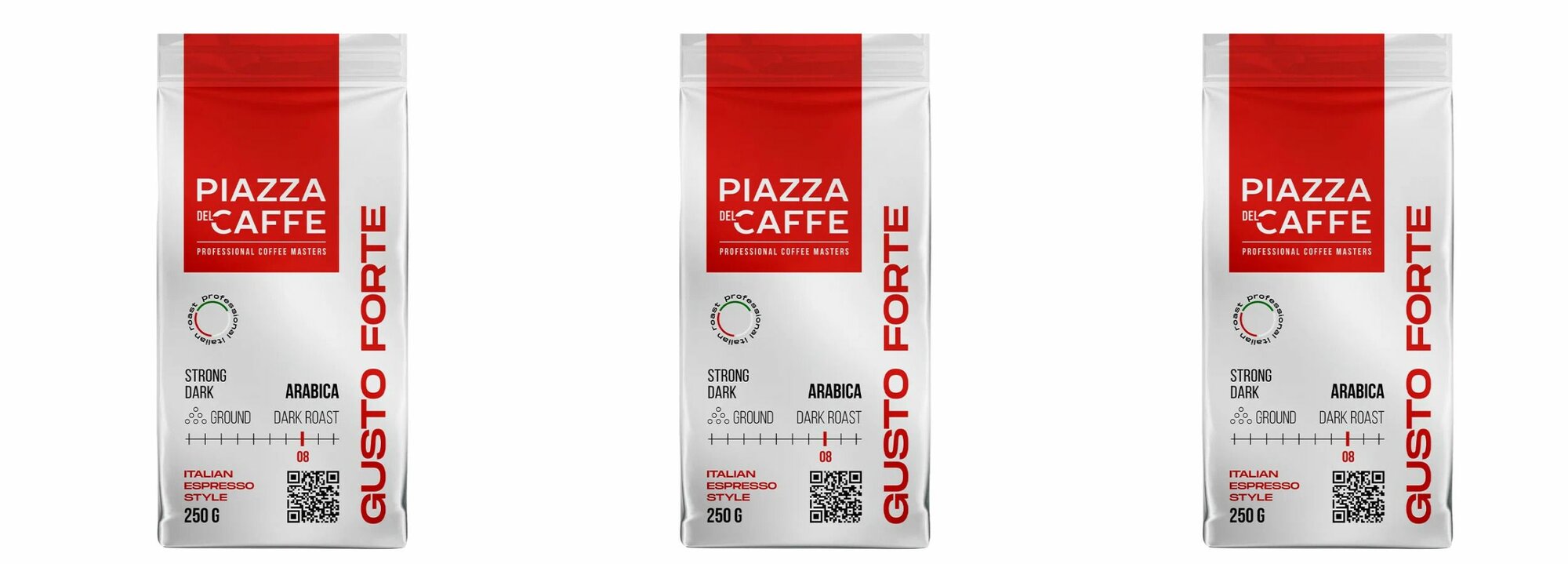 Piazza del Caffe Кофе молотый Густо Форте, 250 г, 3 шт