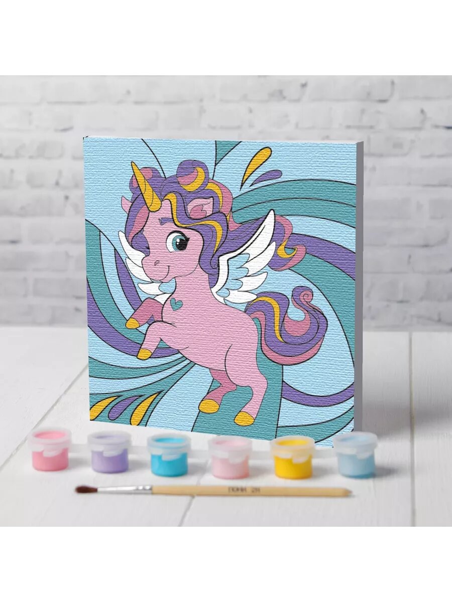 Картина по номерам для детей «Волшебный единорог» 15×15 см