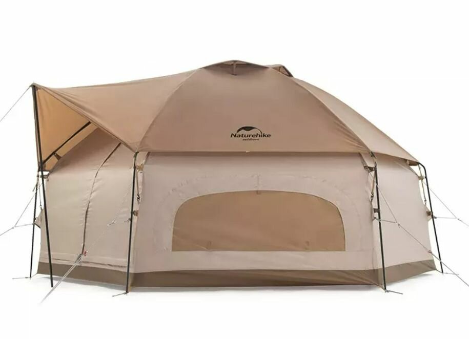 Палатка Naturehike Hexagon шестиугольная 4-местная, алюминиевый каркас, хаки
