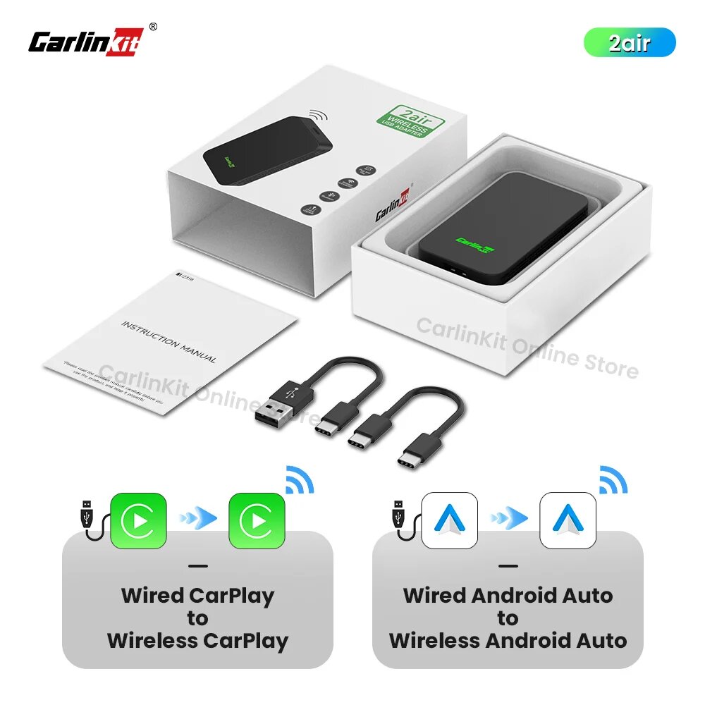 Carlinkit 5.0 2air CarPlay Android Auto Проводной к беспроводному адаптеру для Carplay Android Auto BLE WIFI Wireless CarlinKit 5.0