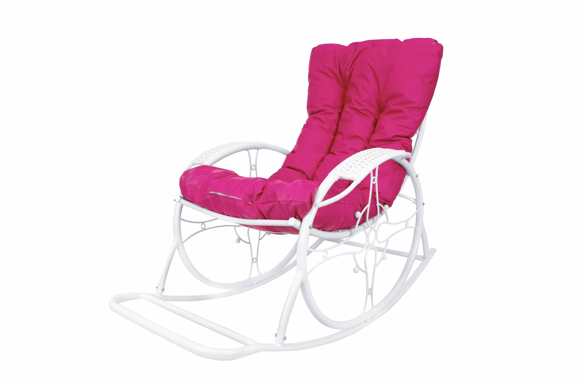 Кресло-качалка люкс белое, розовая
