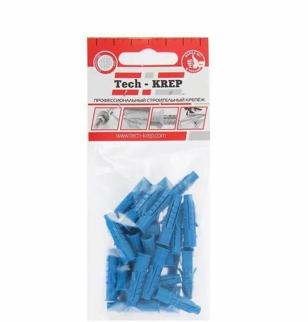 Дюбель распорный Чапай 6х30 шипы+усы полипропилен (уп.30шт) пакет Tech-Krep