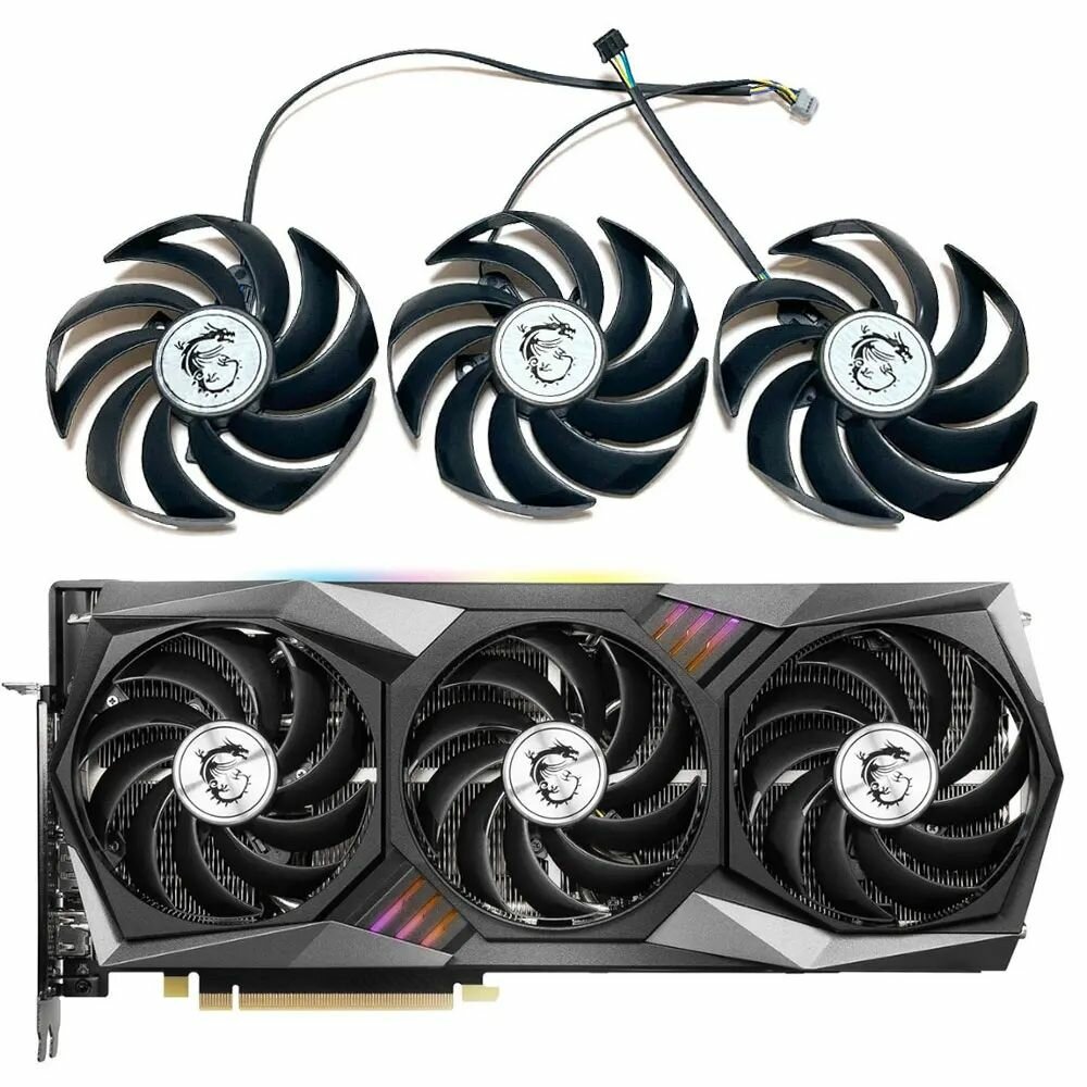 PLD10010B12HH, PLD10010S12HH. Кулеры 93мм 4 pin для видеокарт MSI GamingX Trio RTX 3060 3070 3080 3090 RX 6800 6900