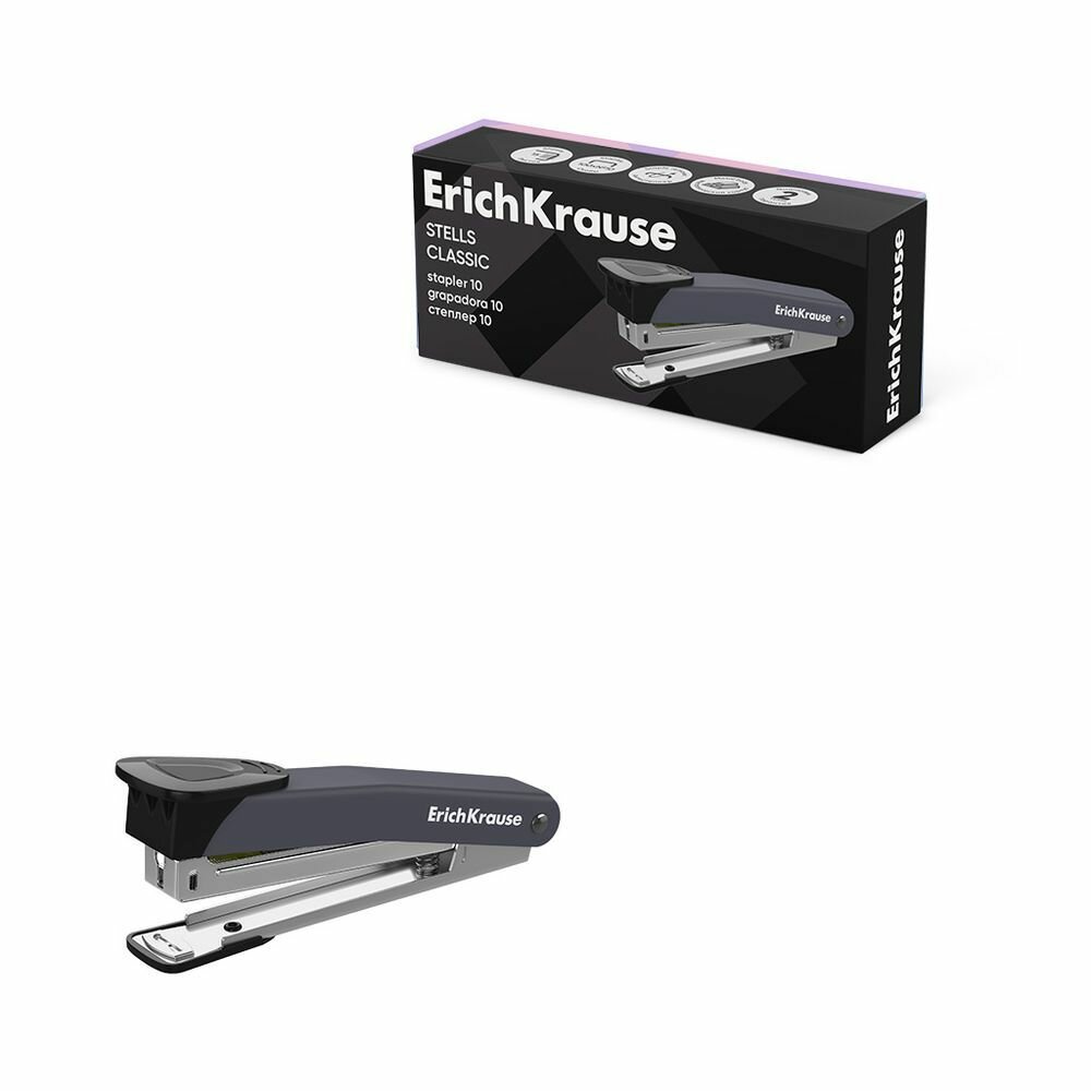 Степлер №10 ErichKrause Stells Classic до 15 листов, черный