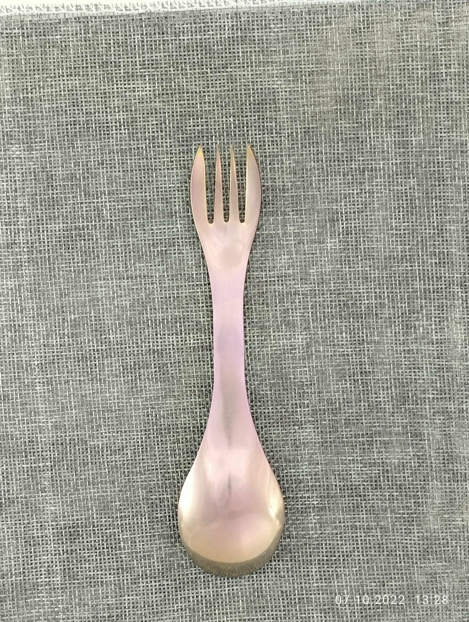 Ложка-вилка походная двухсторонняя Титановая анодированная/ ловилка туристическая анодированный титан