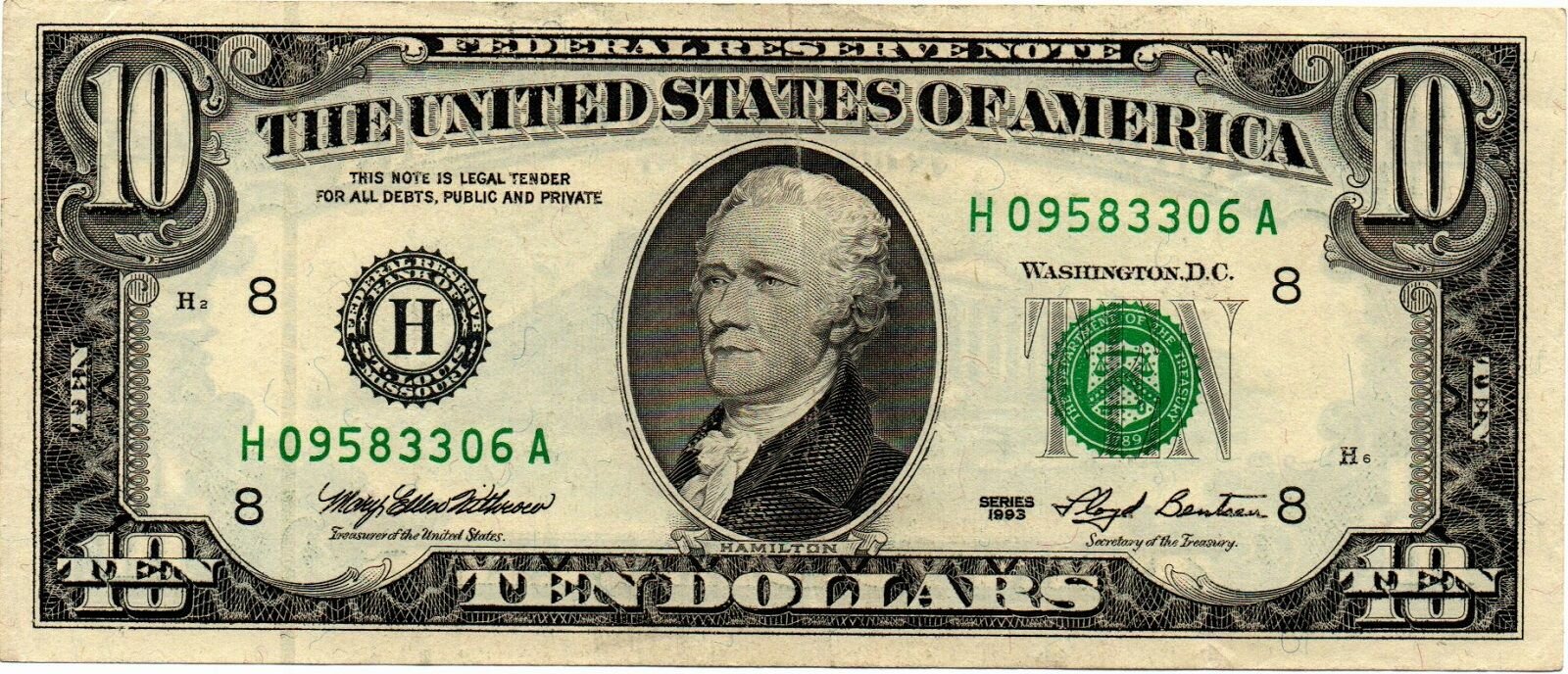 10 долларов 1993 год США 09583306